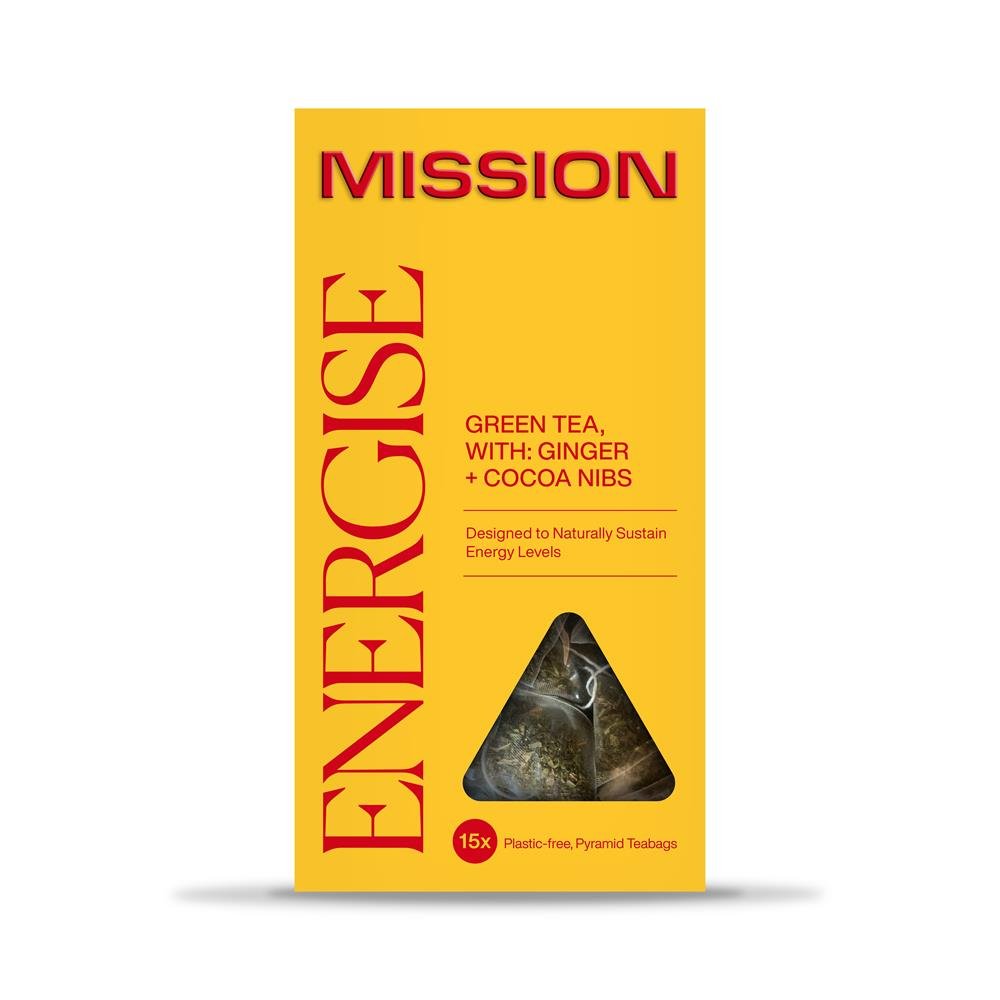 MISSION Energise Green Tea With Ginger & Cocoa Nibs 15 tea bags